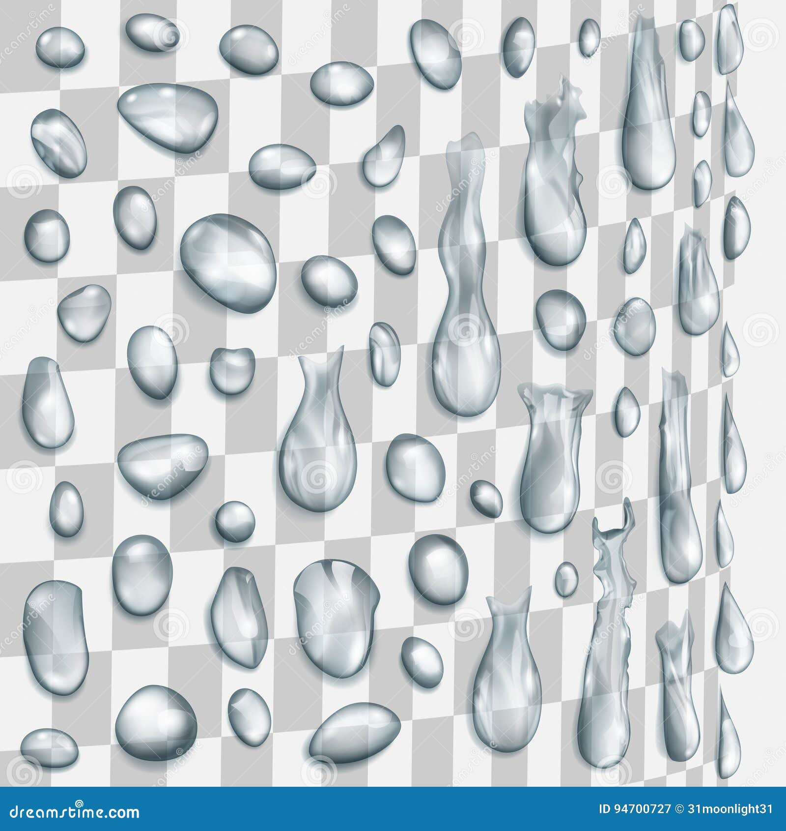 Transparent Gray Drops Flowing Along a Cylindrical Surface Stock Vector ...