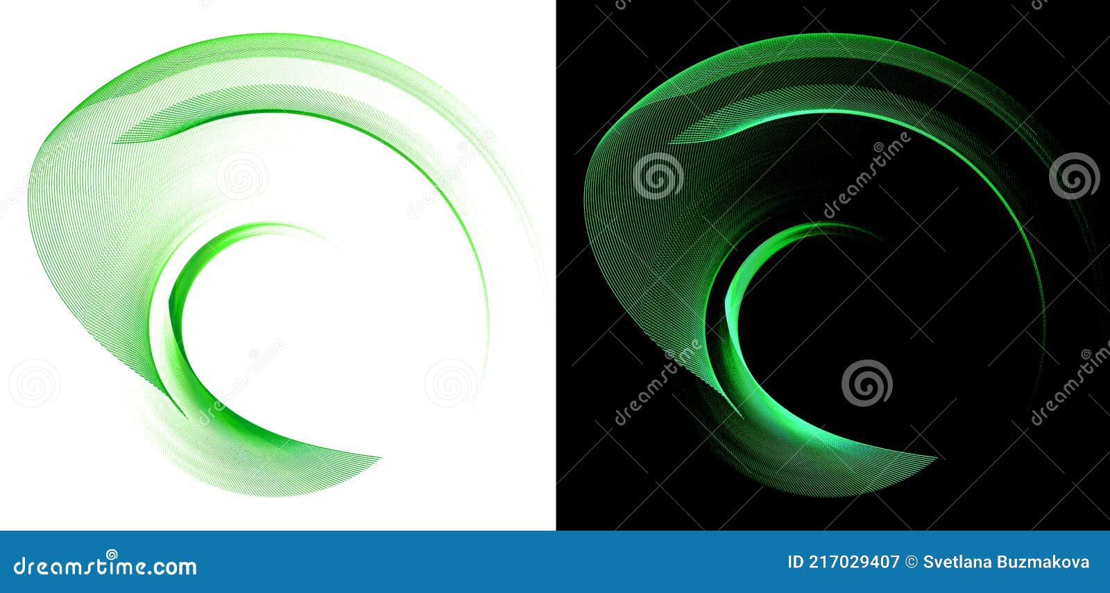 Transparent Green Airy Elements are Curved in an Arc and Rotate on a ...