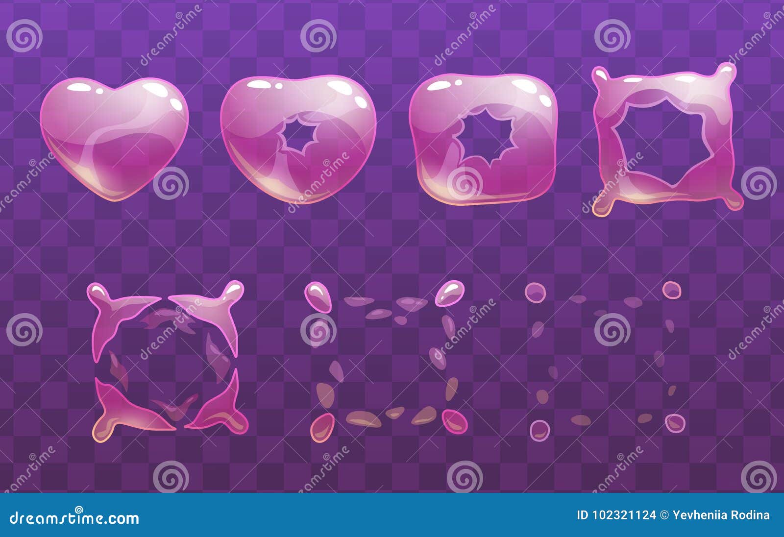 Transparent Heart Bubble Burst Sprites. Stock Vector - Illustration of ...