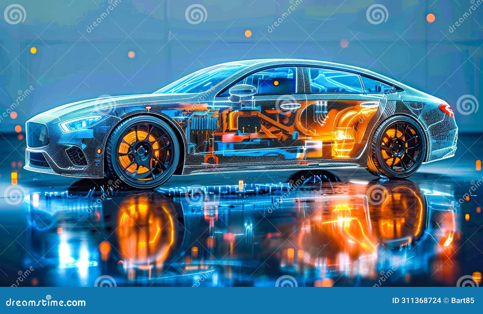 Transparent High-tech Automobile Design Showcasing Internal Mechanics ...