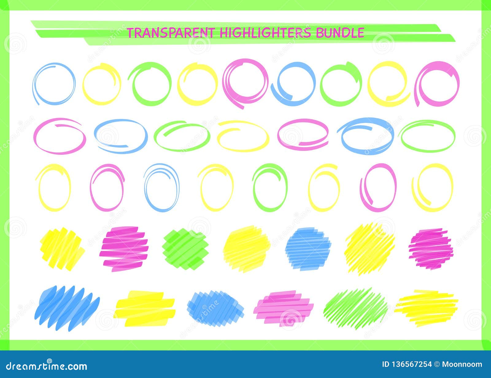 Transparent Highlight Pen Circle Frame Set Vector | CartoonDealer.com ...