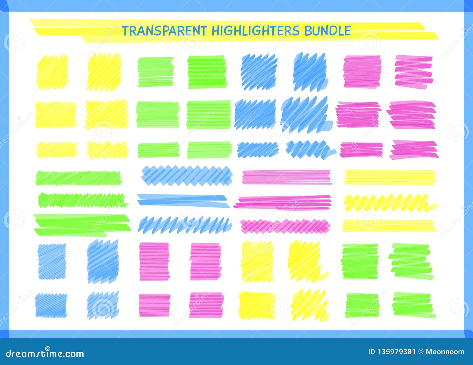 Transparent Highlight Pen Square Marks Set Vector Stock Vector ...