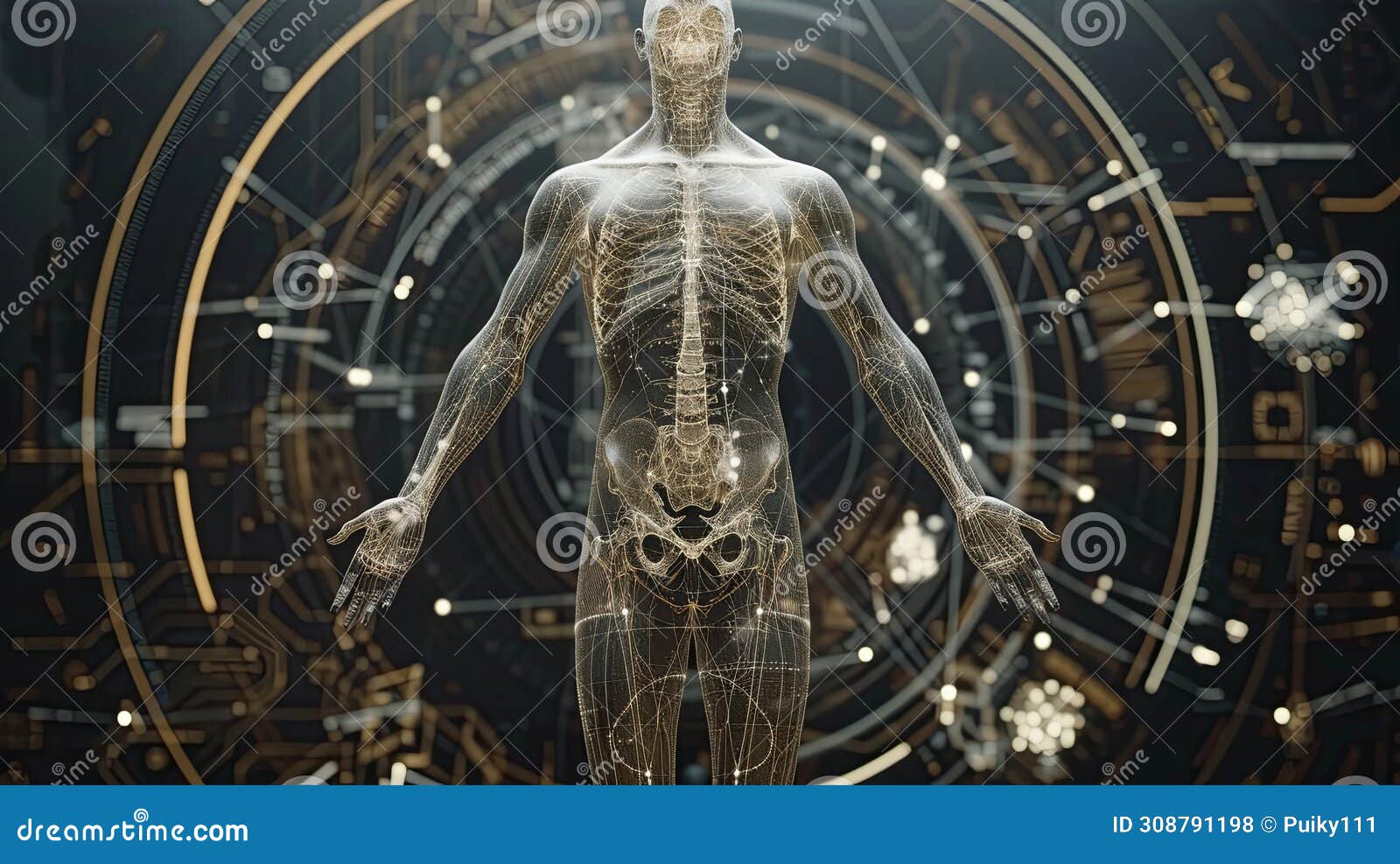 A Transparent Human Figure Showcasing a Complex Neural Network and ...