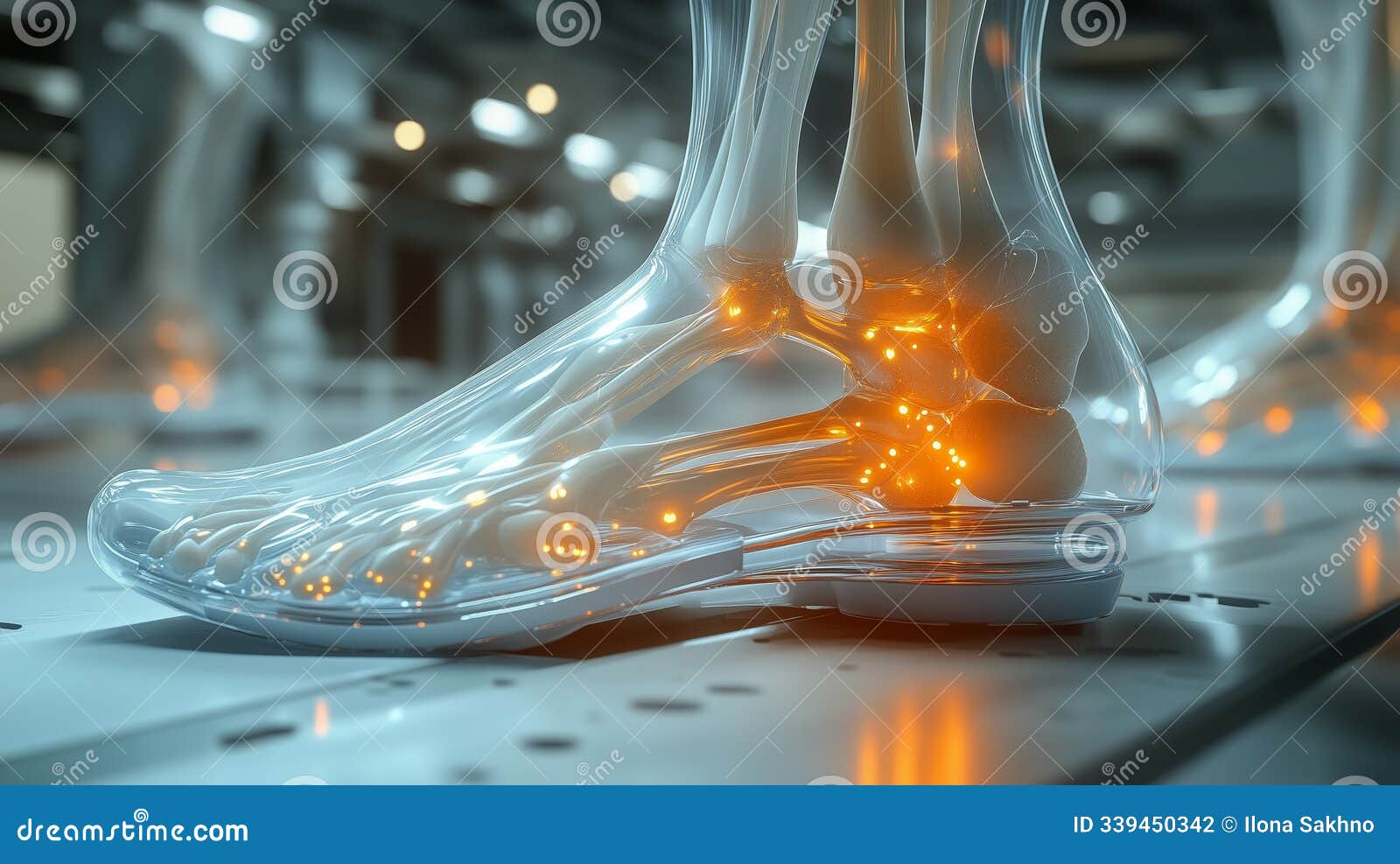Transparent Human Foot with Glowing Neural Connections Stock ...