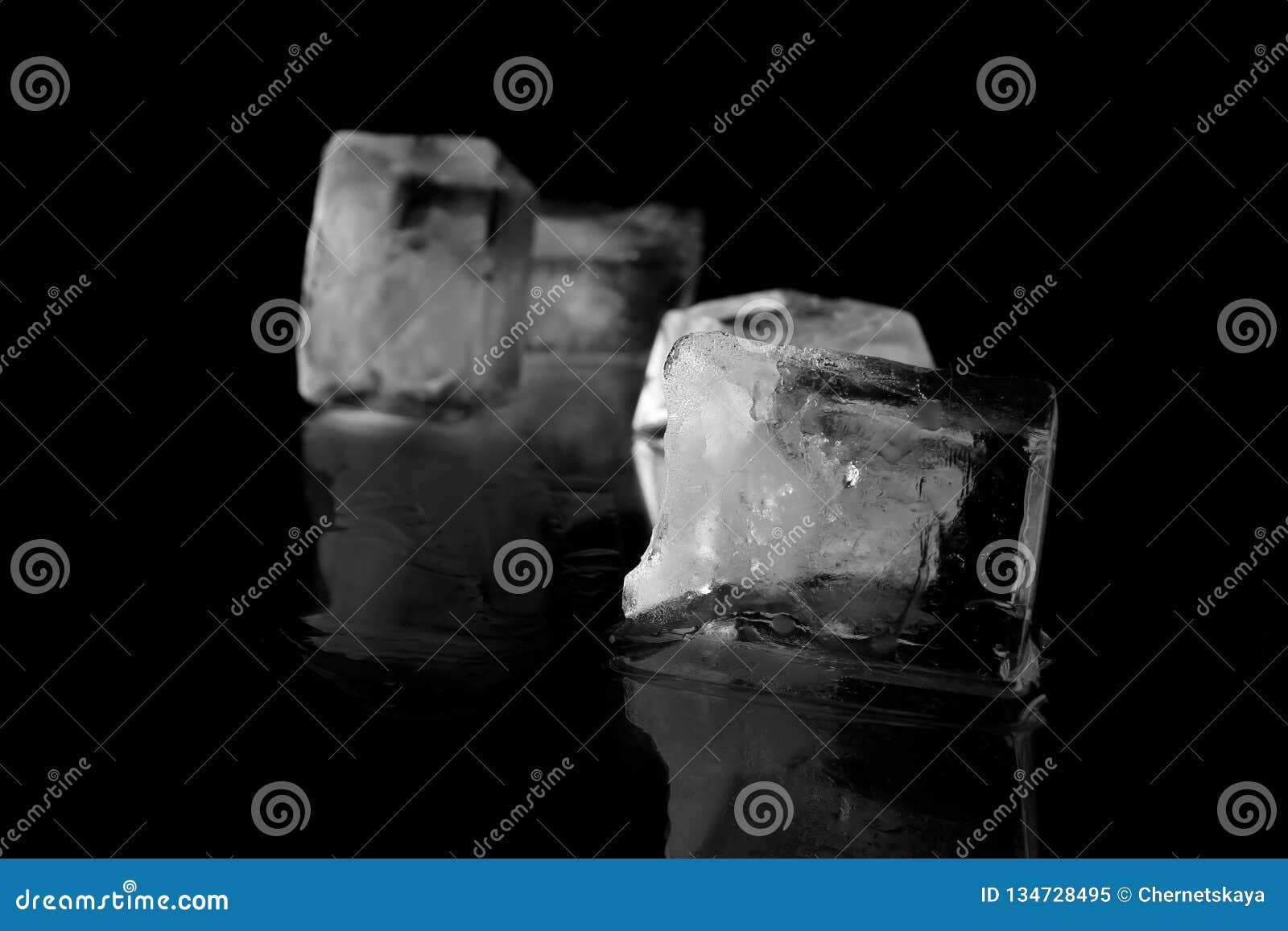 Transparent Ice Cube on Black Mirror Surface Stock Image - Image of ...