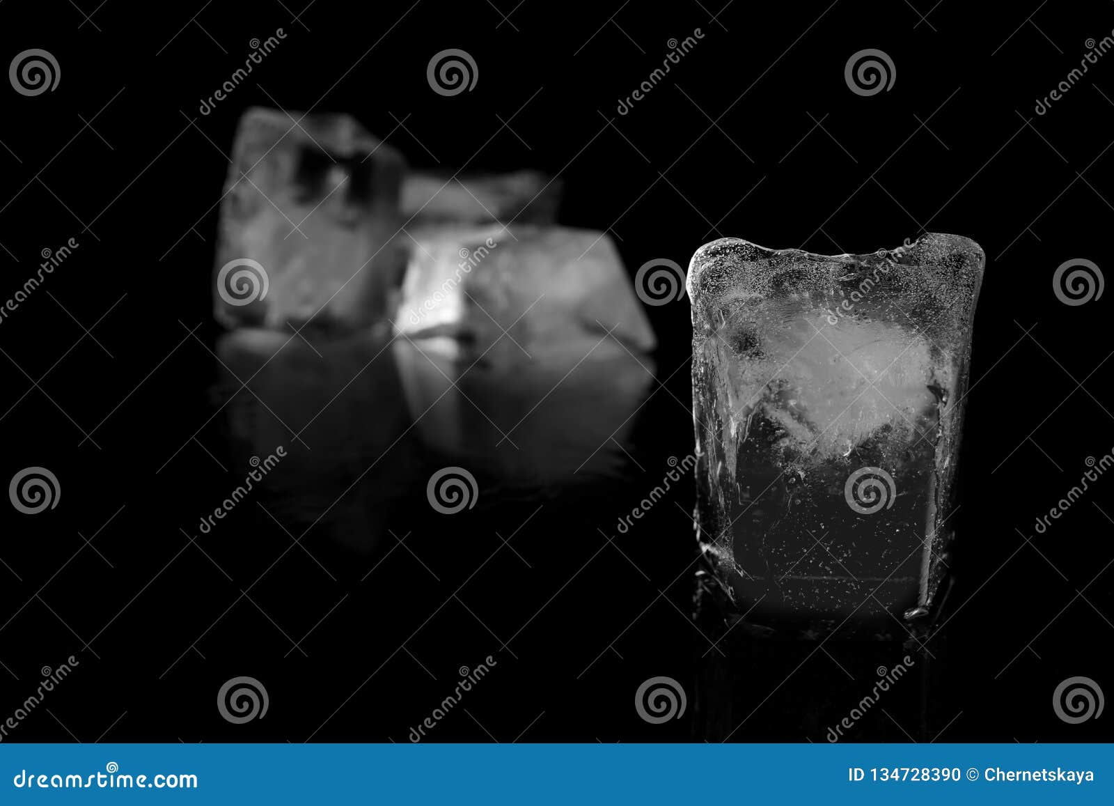 Transparent Ice Cube on Black Mirror Stock Photo - Image of frost ...
