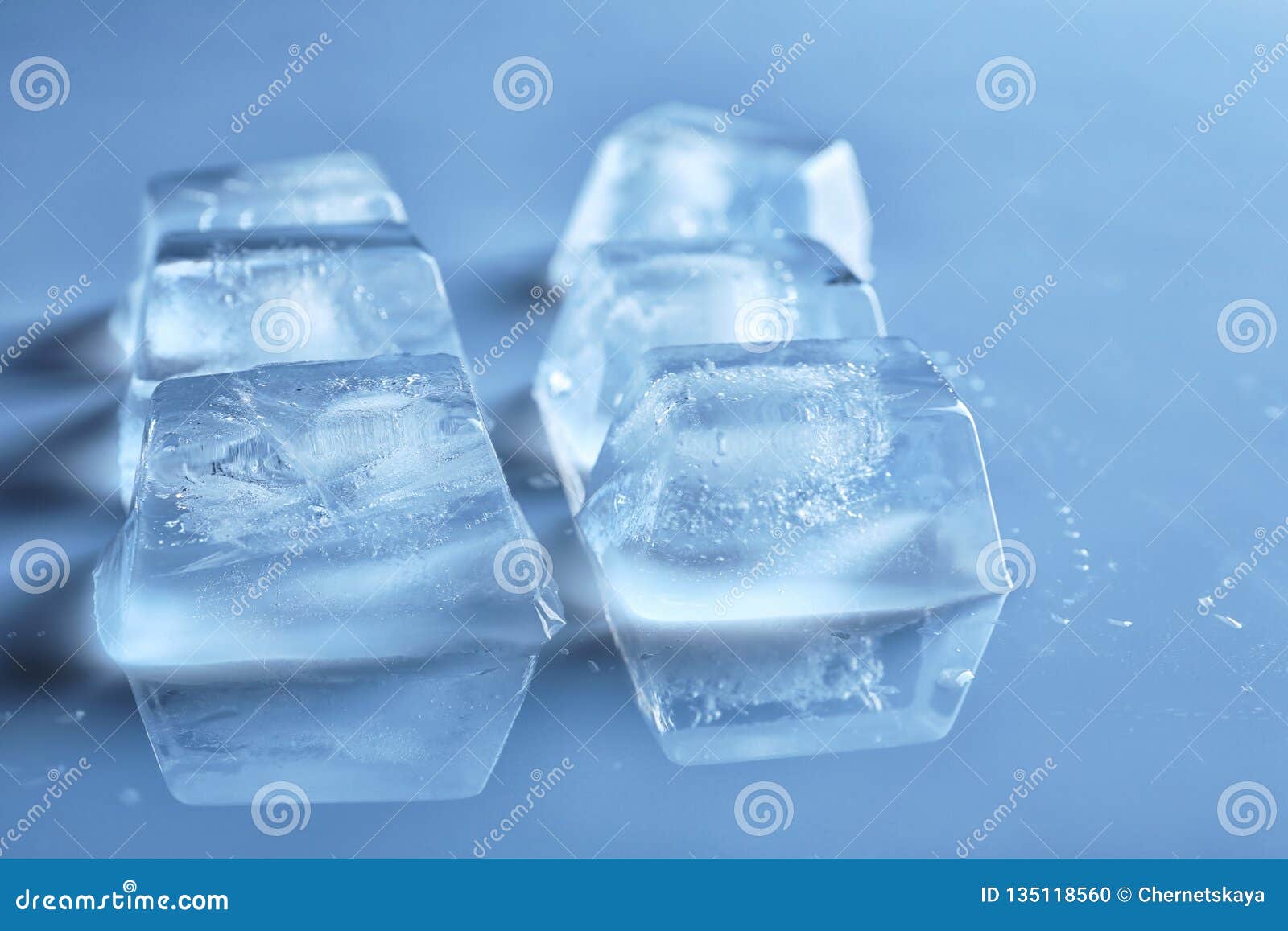 Transparent Ice Cubes on Color Mirror Surface Stock Photo - Image of ...