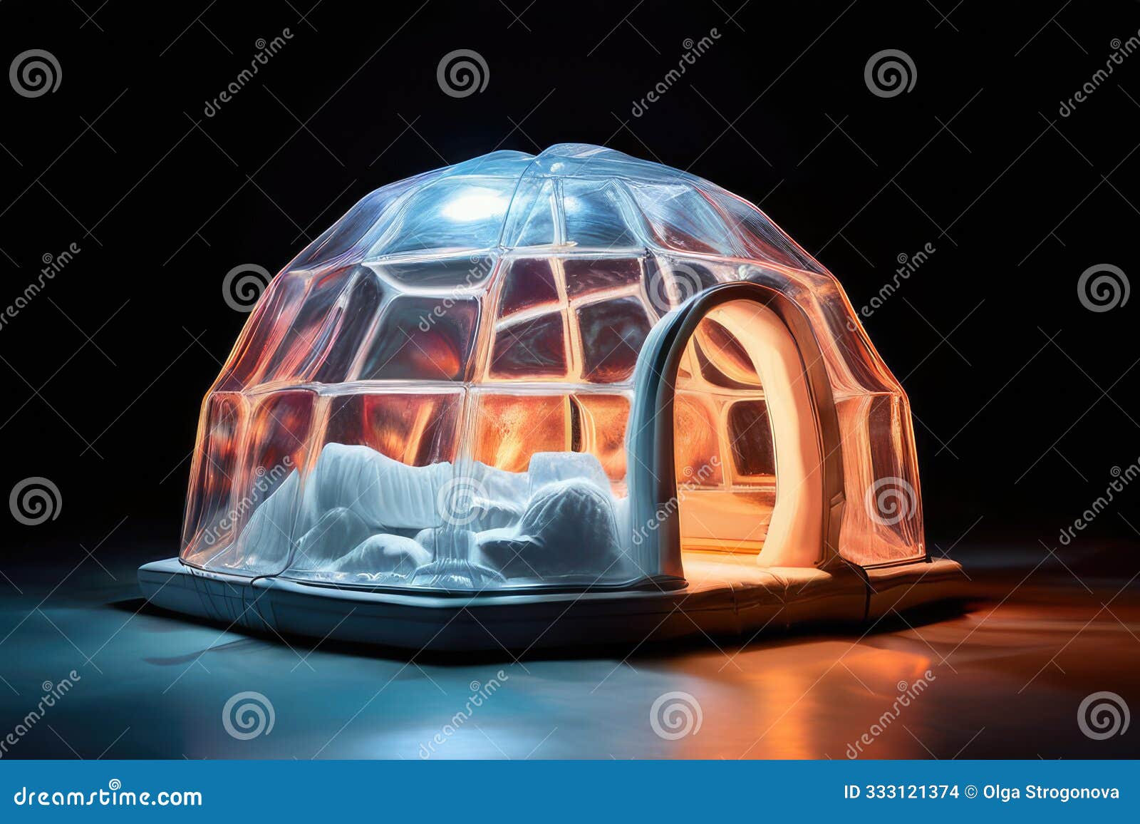 Transparent Igloo-shaped Tent. Romantic Tourist Rest Zone Stock Photo ...