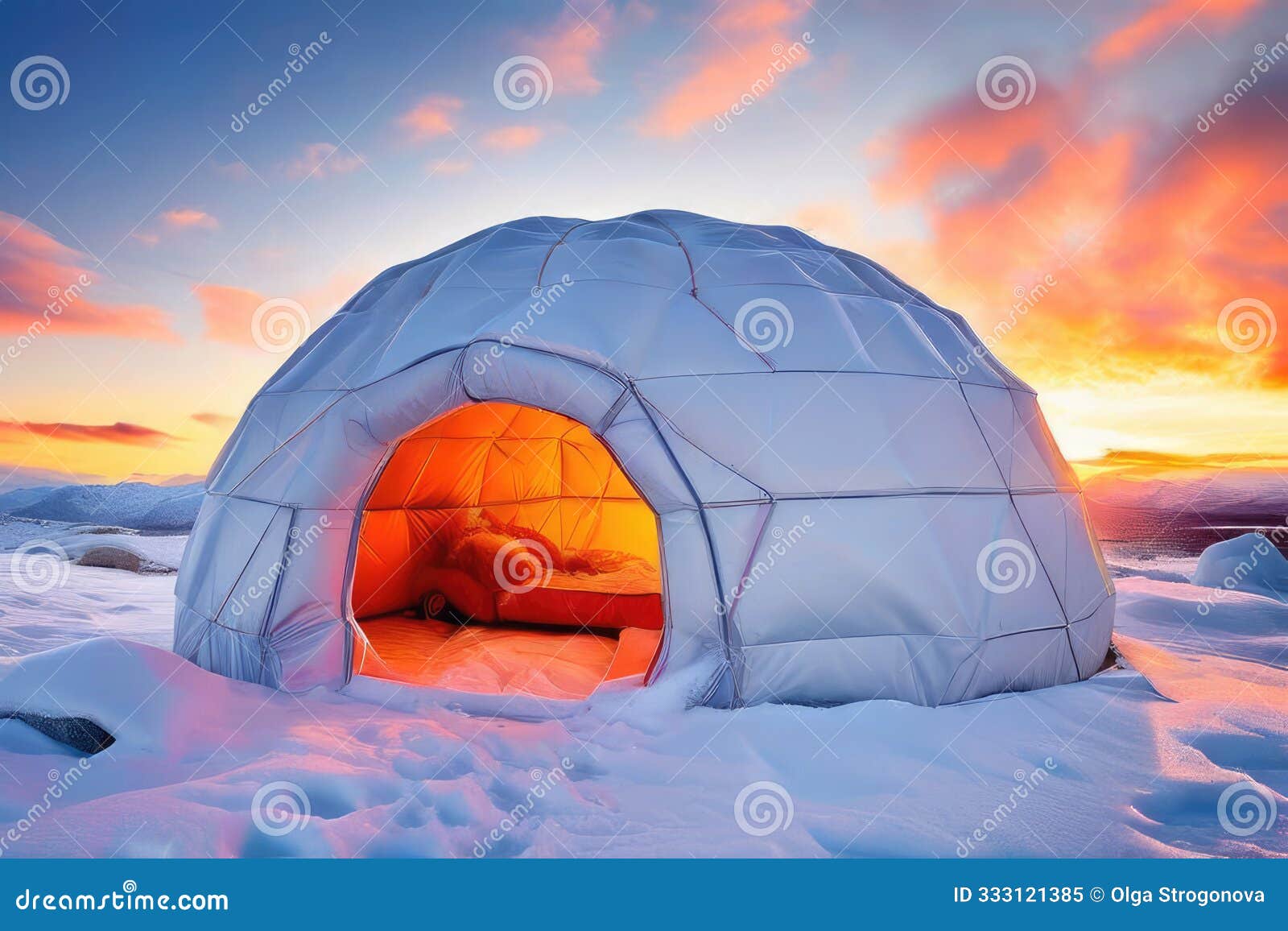 Transparent Igloo-shaped Tent. Romantic Tourist Rest Zone Royalty-Free ...