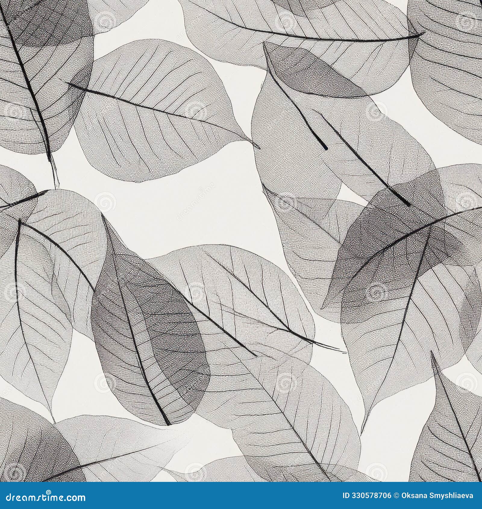 Transparent Leaves Pattern in Black and White Illustration Stock Photo ...