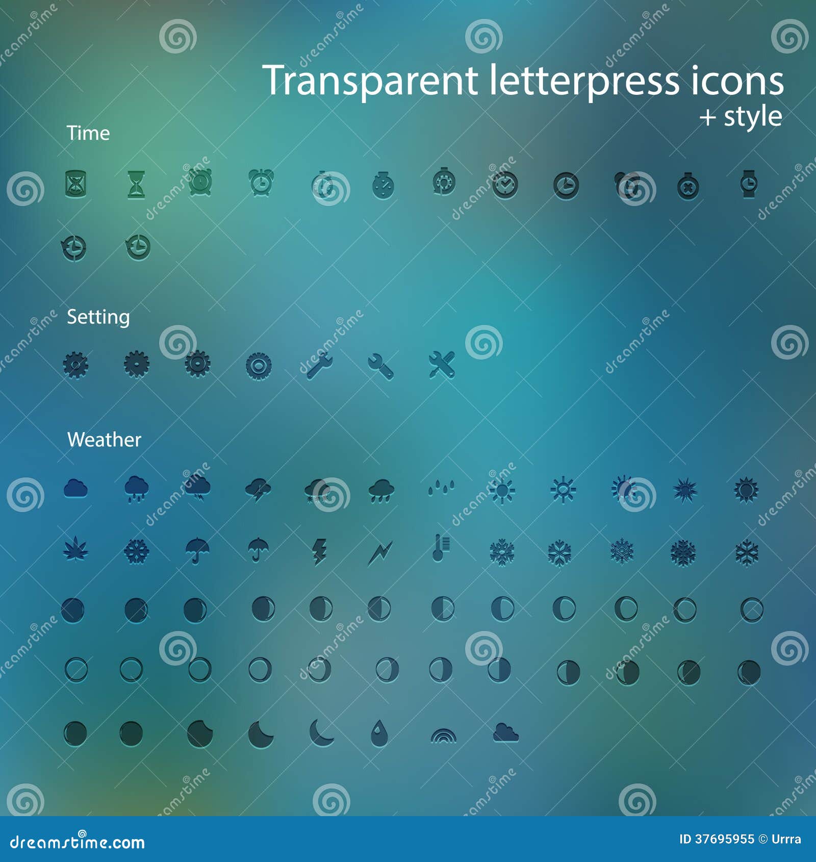 Transparent Letterpress Icons. Stock Vector - Illustration of media ...