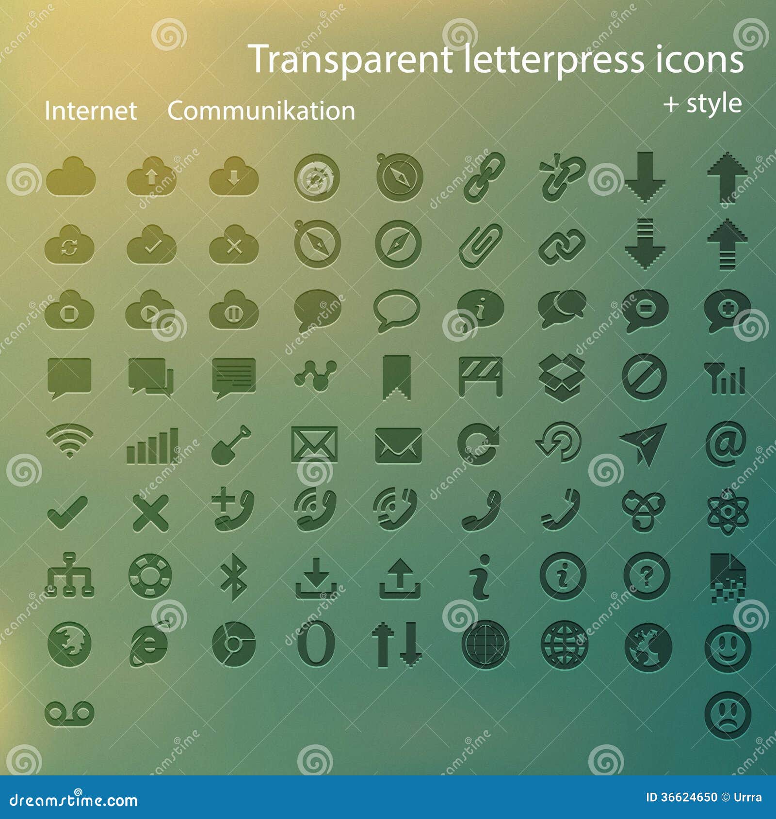 Transparent Letterpress Icons. Stock Vector - Illustration of button ...