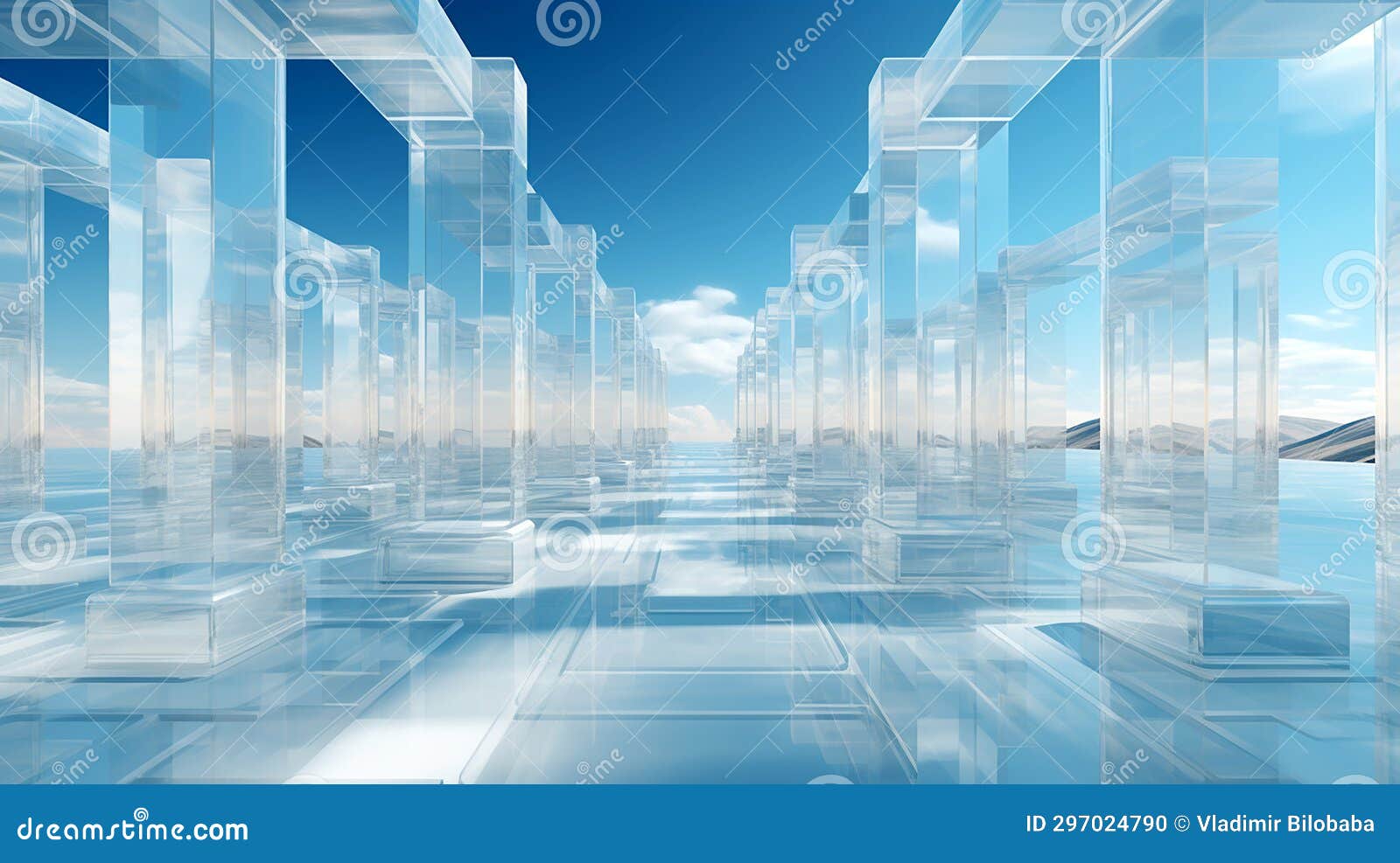 Transparent Light Blue Glass Background with Cubic Structures Stock ...