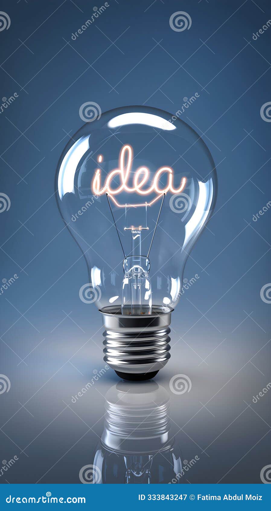 Transparent Light Bulb with Glowing IDEA Filament, Set Against Gradient ...