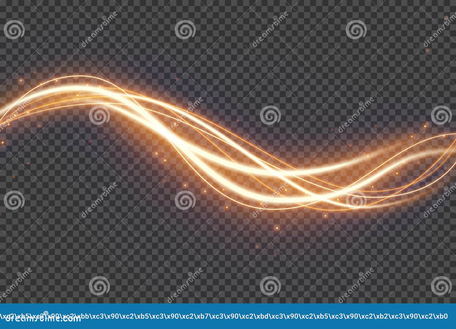 Transparent Light Effect with Curve Trail and Sparkles. Glowing Shiny ...