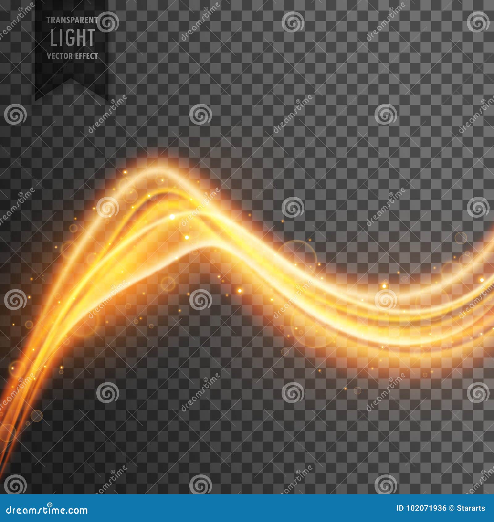 Transparent Light Effect with Golden Fire Wave Stock Vector ...