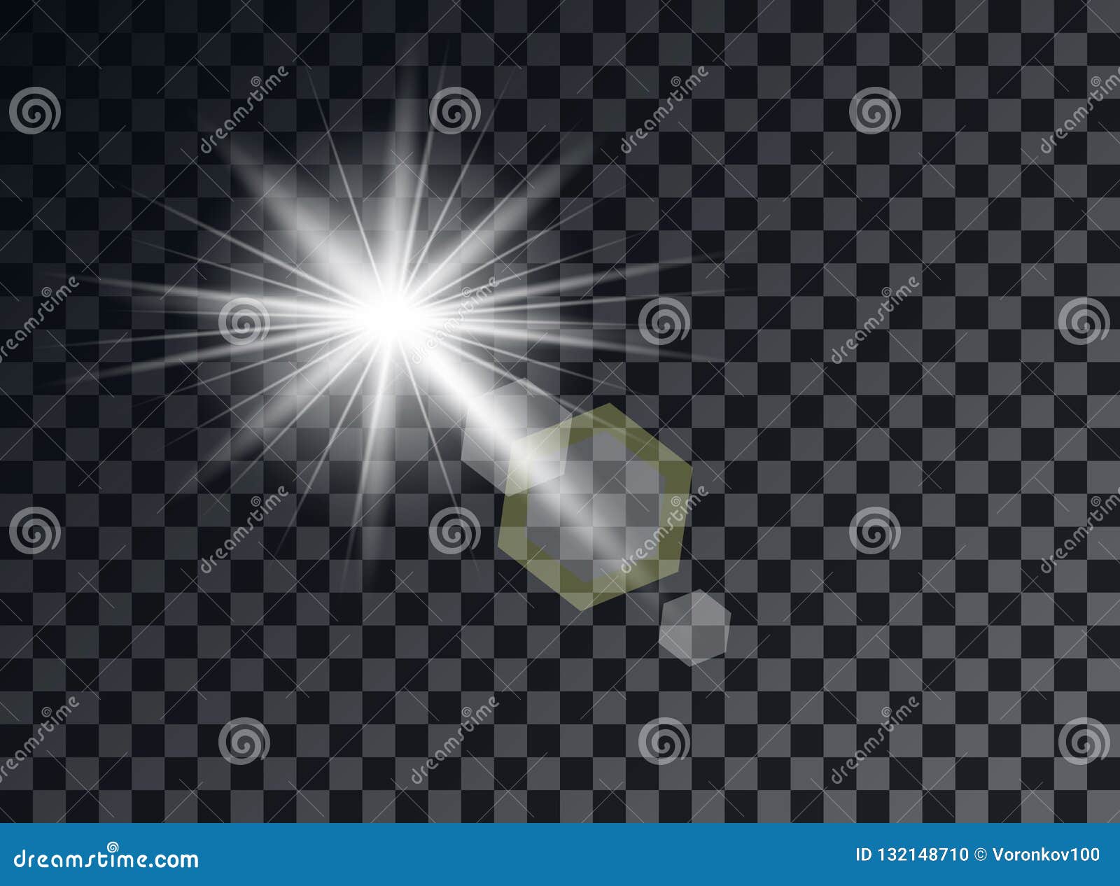 Transparent Light Elements on an Isolated Background. Bright Reflection ...