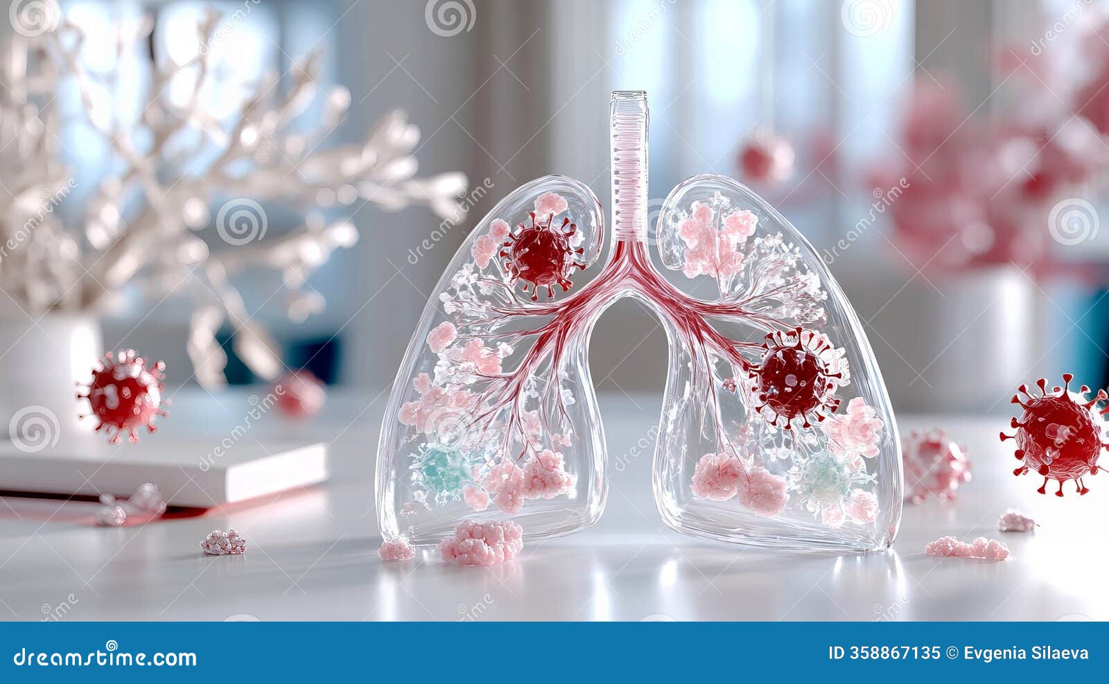 Transparent Lung Model Depicting Virus Infiltration In Respiratory ...