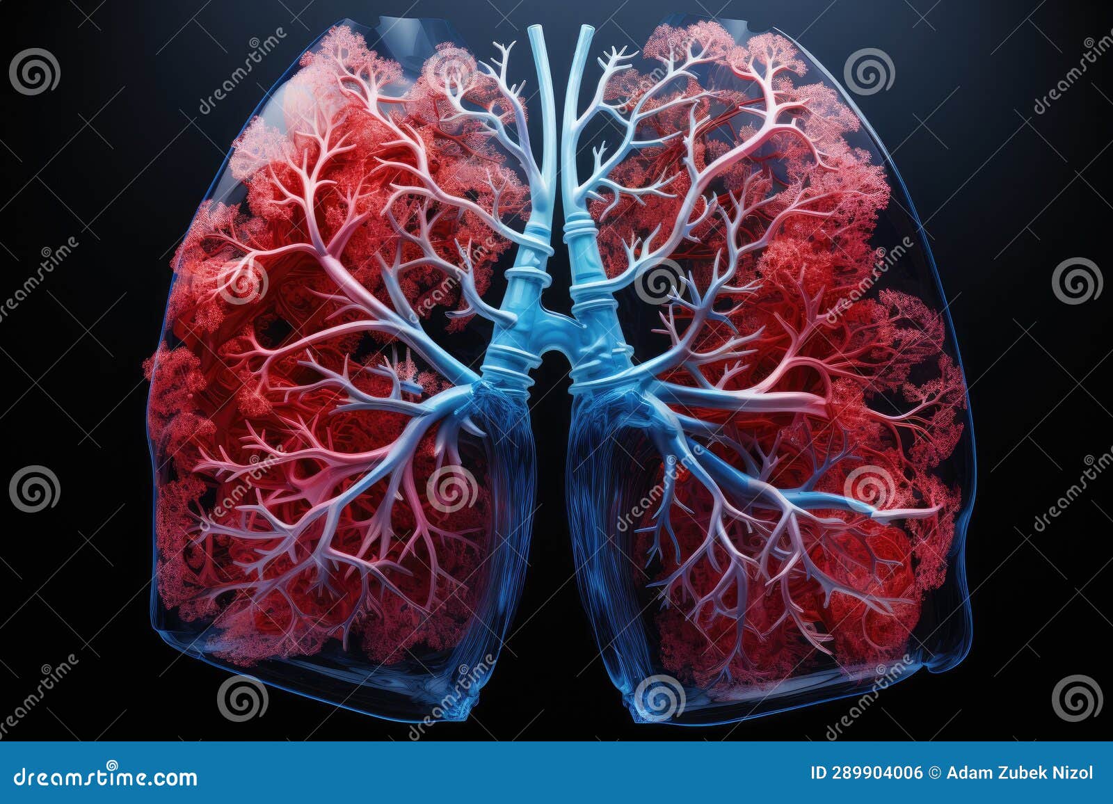 A Transparent Lungs with Red and Blue Branches Stock Illustration ...