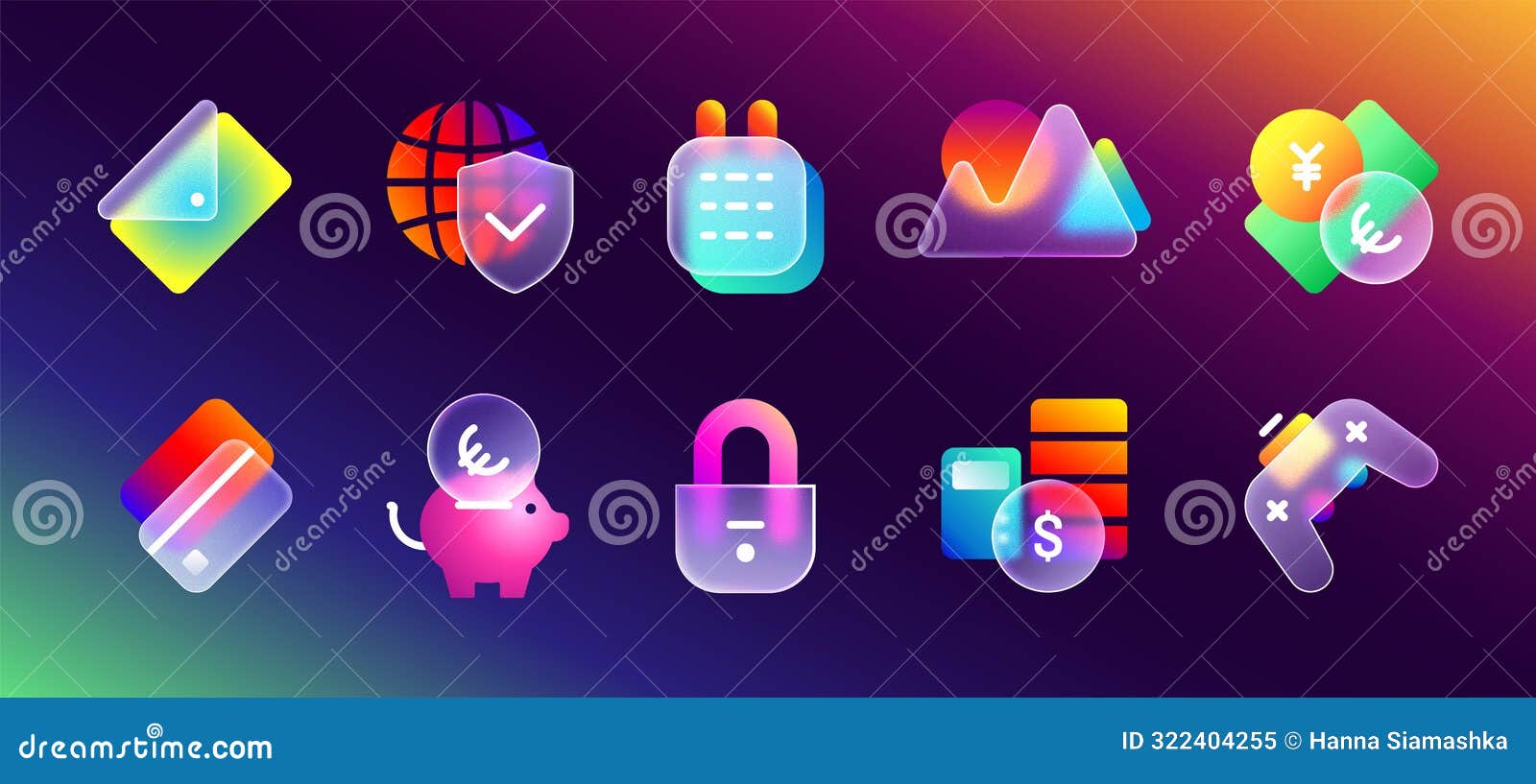 Realistic Matte Glass Morphism Transparent Ui Icons with Purple Neon ... Realistic Matte Glass Morphism Transparent Ui Icons with Purple Neon ...