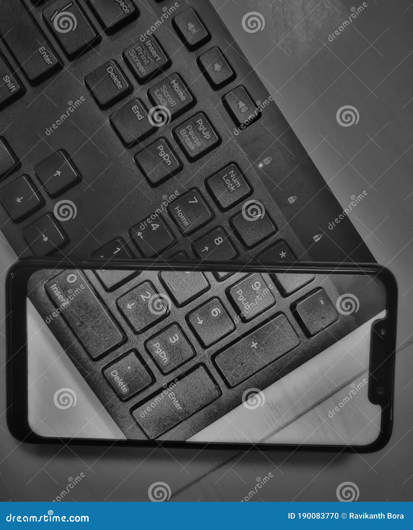 Transparent Mobile Phone on a Keyboard Stock Photo - Image of device ...