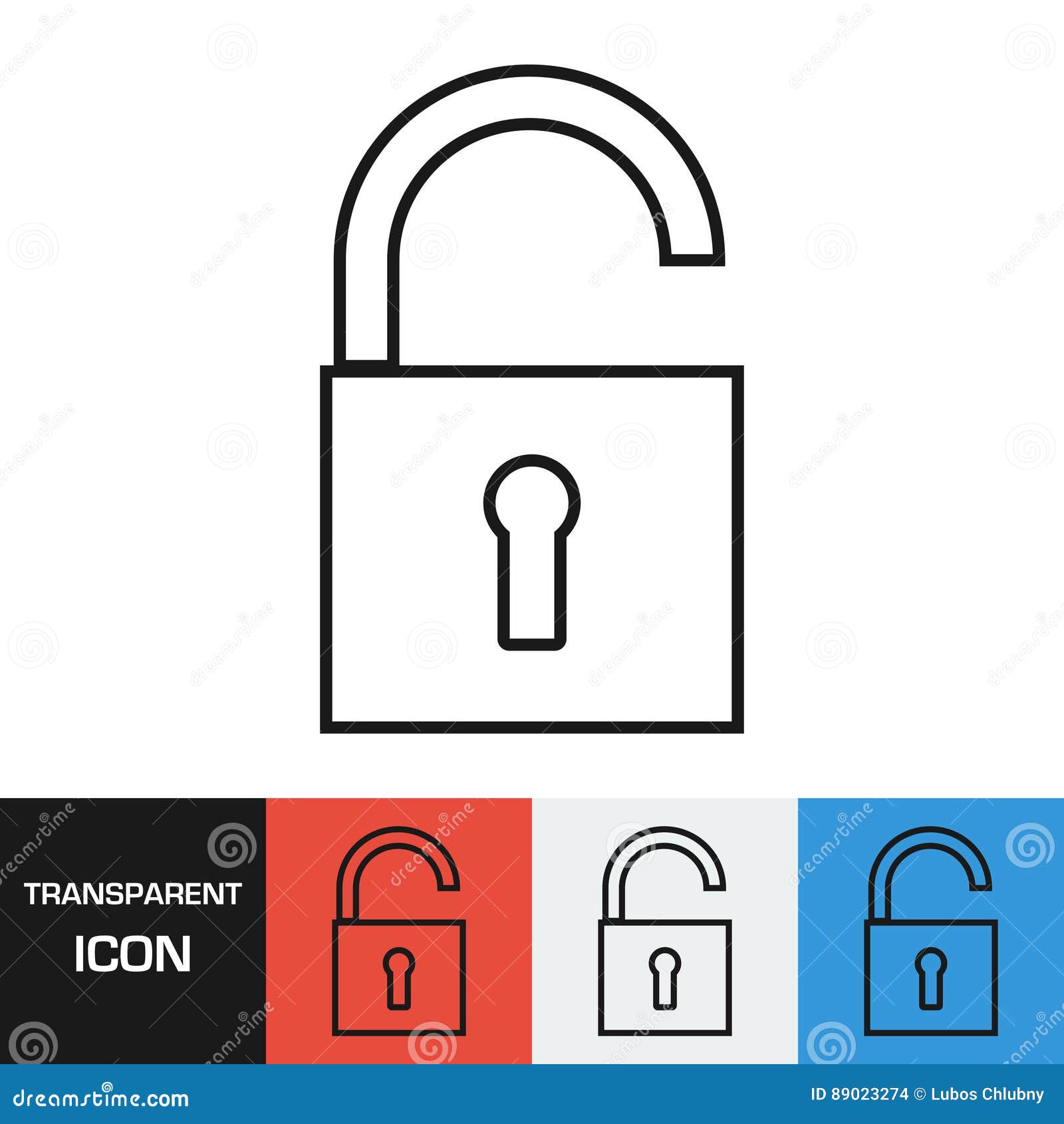Transparent Open Padlock Icon. Vector Icon on Different Types ...