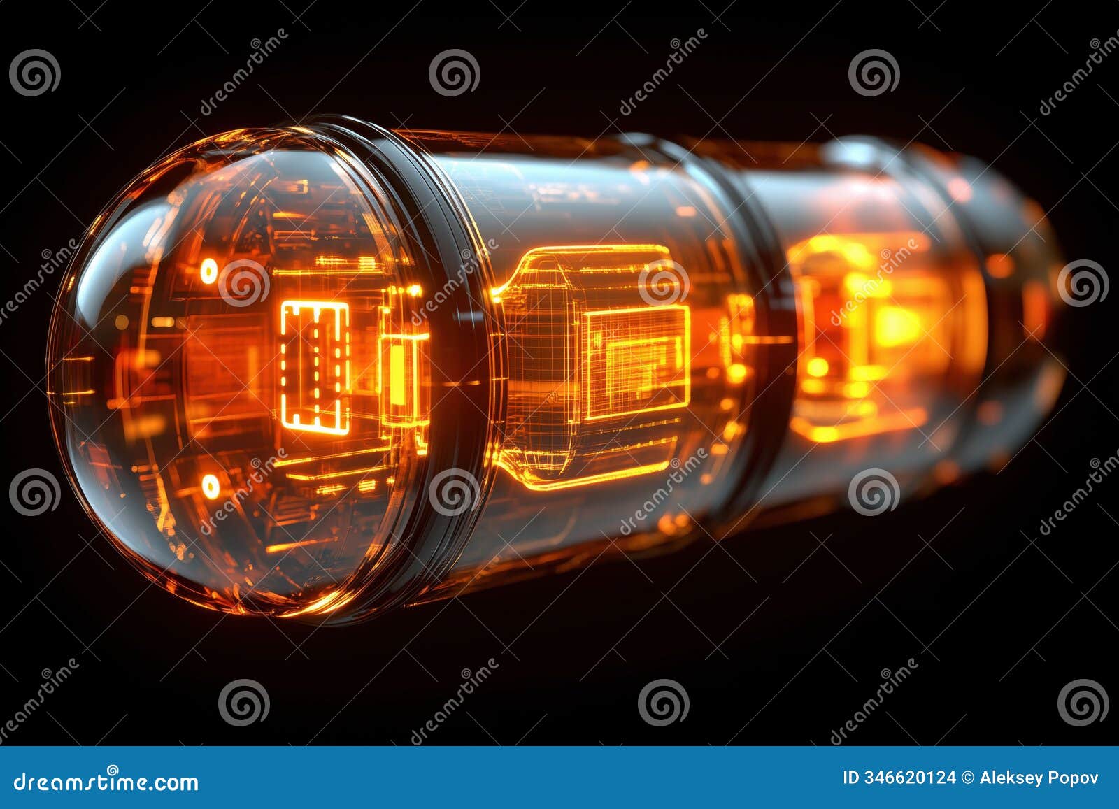 A Transparent Orange Cylinder with a Complex Mechanism Stock ...
