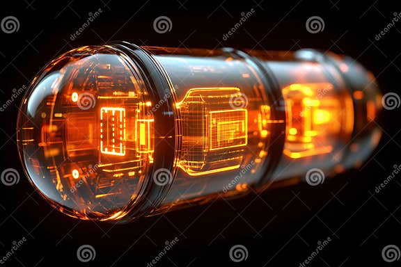 A Transparent Orange Cylinder with a Complex Mechanism Stock ...
