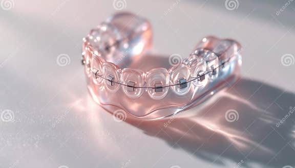 Transparent Orthodontic Retainer with Metal Components on Light Surface ...