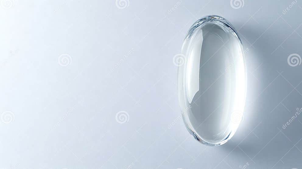 Transparent Oval Glass Object Casting Shadow on White Background Stock ...