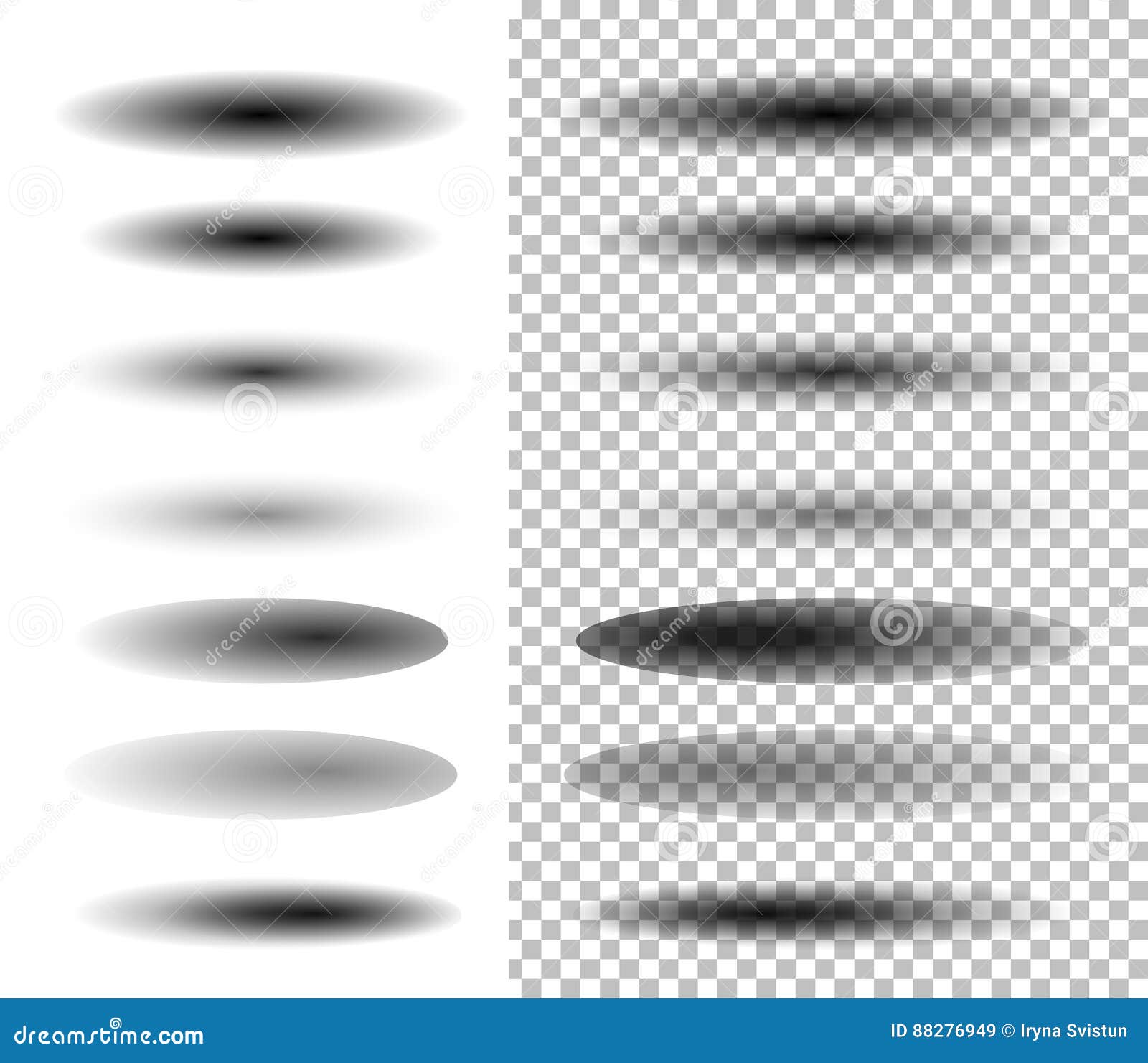 Oval Shadow Set On Transparent Background Cartoon Vector ...