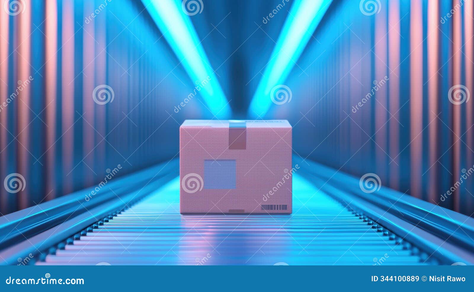 Transparent Package Moving on Conveyor in Digital Lab Stock Image ...