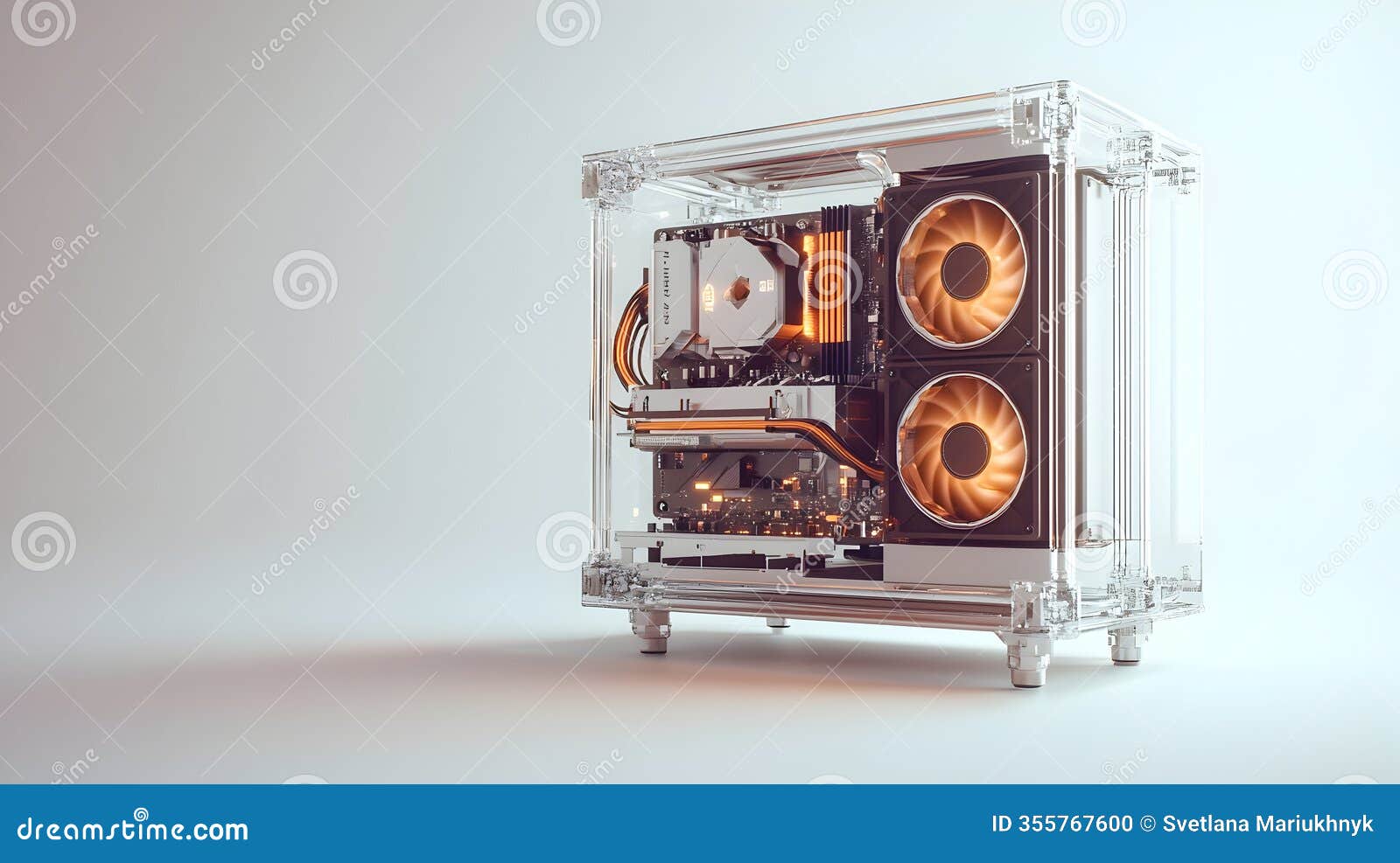 Transparent PC Case Displaying Internal Components with LED Lighting ...