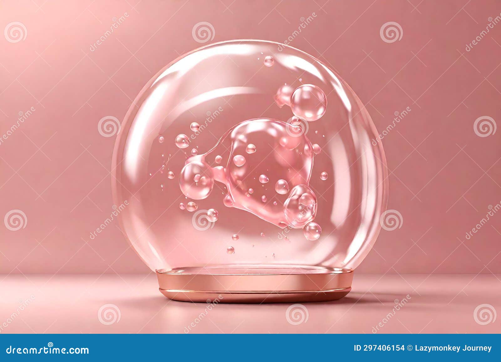 Transparent Pink Bubble on Rose Gold Background Stock Illustration ...
