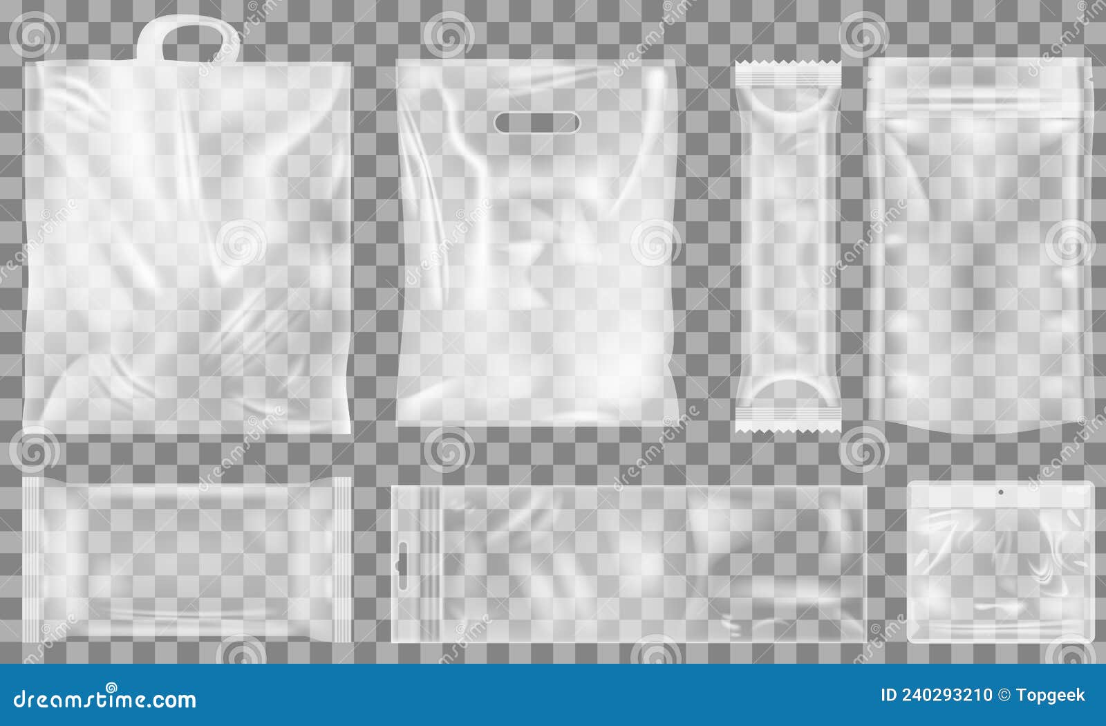 Transparent Plastic Bag with Handle. Polyethylene Packaging for Storing ...