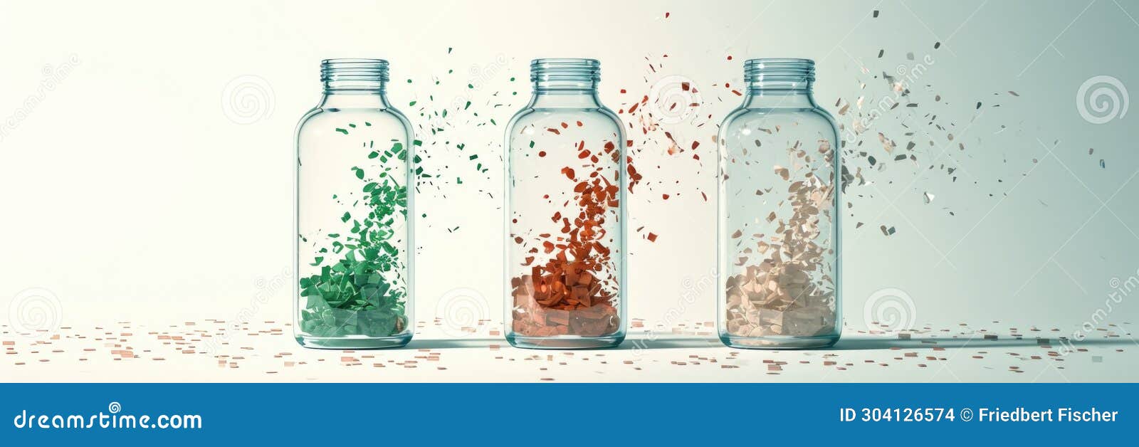 Transparent Plastic Bottles with Plastic Particles, Panoramic Banner ...