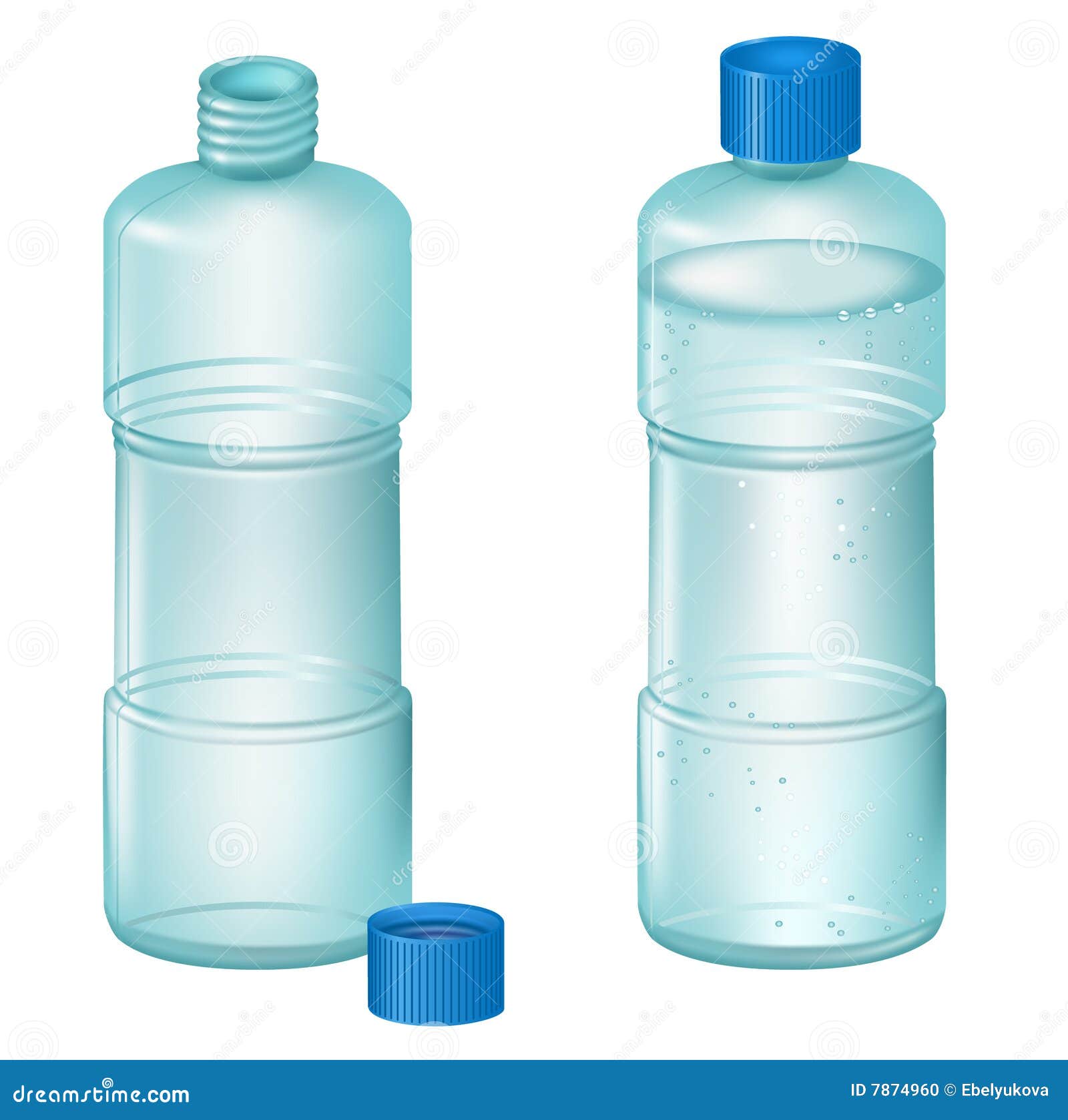 Transparent Plastic Bottles on a White Background. Stock Vector ...