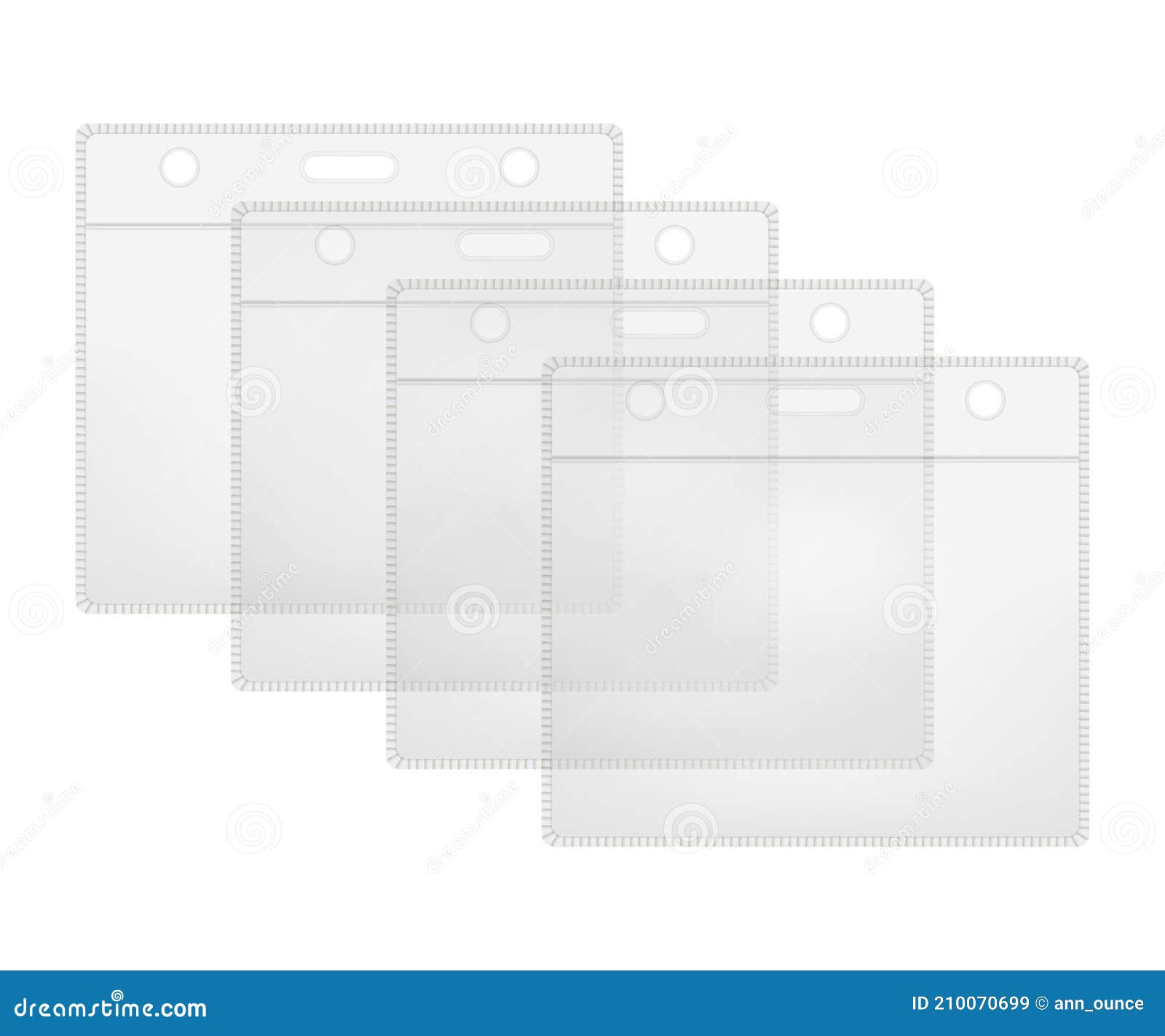 Transparent Plastic Card Holders, Vector Mockup. Horizontal Vinyl Badge ...