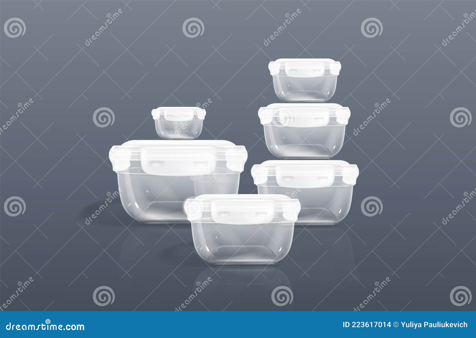 Transparent Plastic Containers, Clear Food Boxes Stock Vector ...