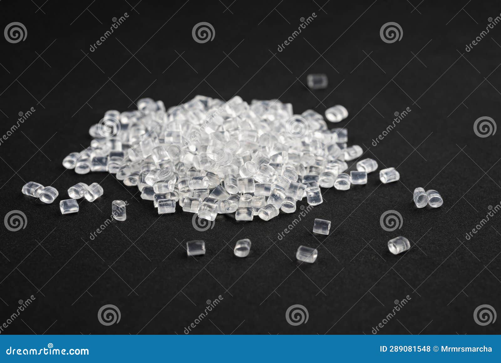 Transparent Plastic Granules on Black Background.close-up. Polymer ...