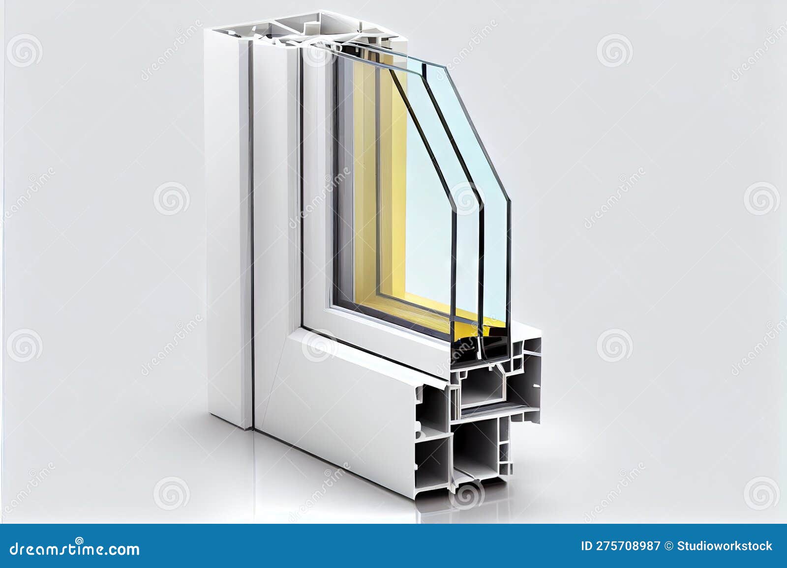 Transparent Plastic Windows Profile with Double Glazing on White ...