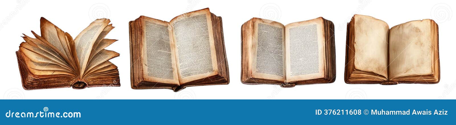 Antique Open Ledger Book On Wooden Desk With Bookshelf Background ...