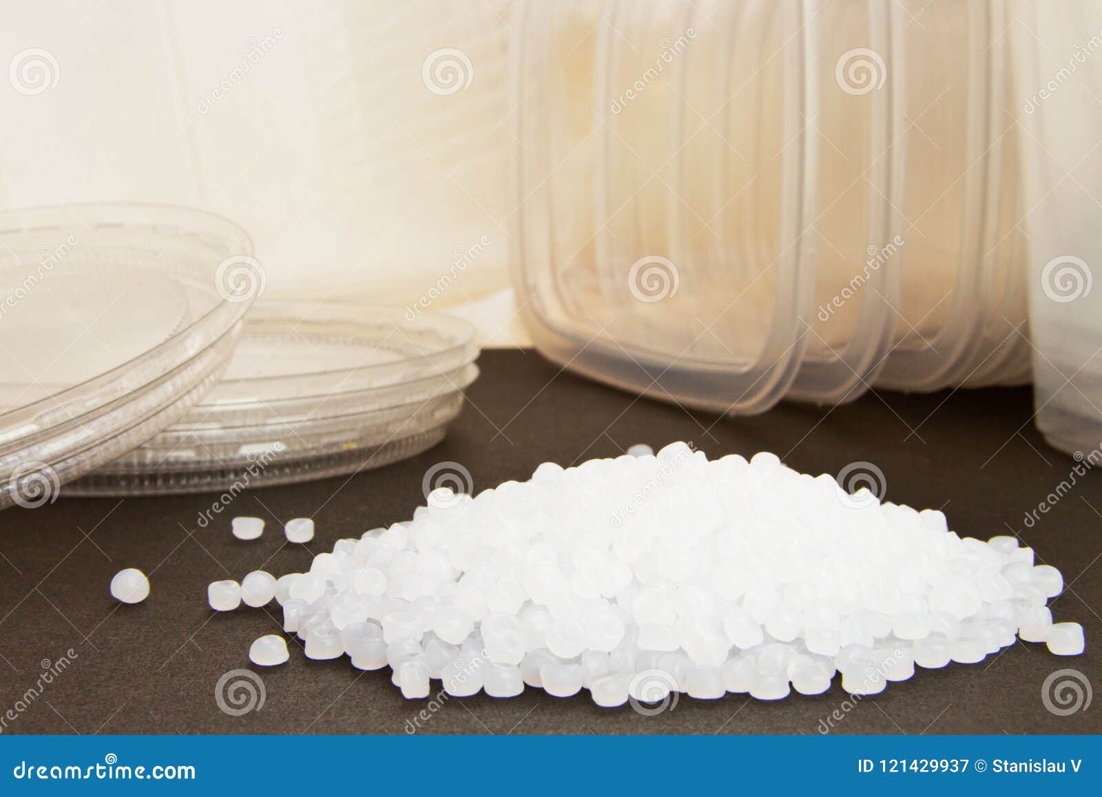 Transparent Polyethylene Granules and Plastic Containers for the Stock ...