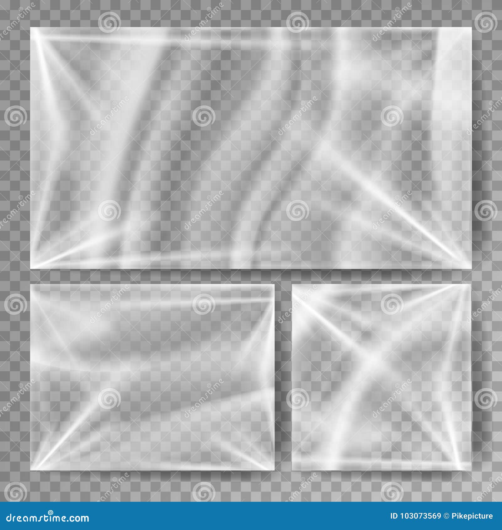 Transparent Polyethylene Film. Crumpled Plastic Wrap. Realistic ...