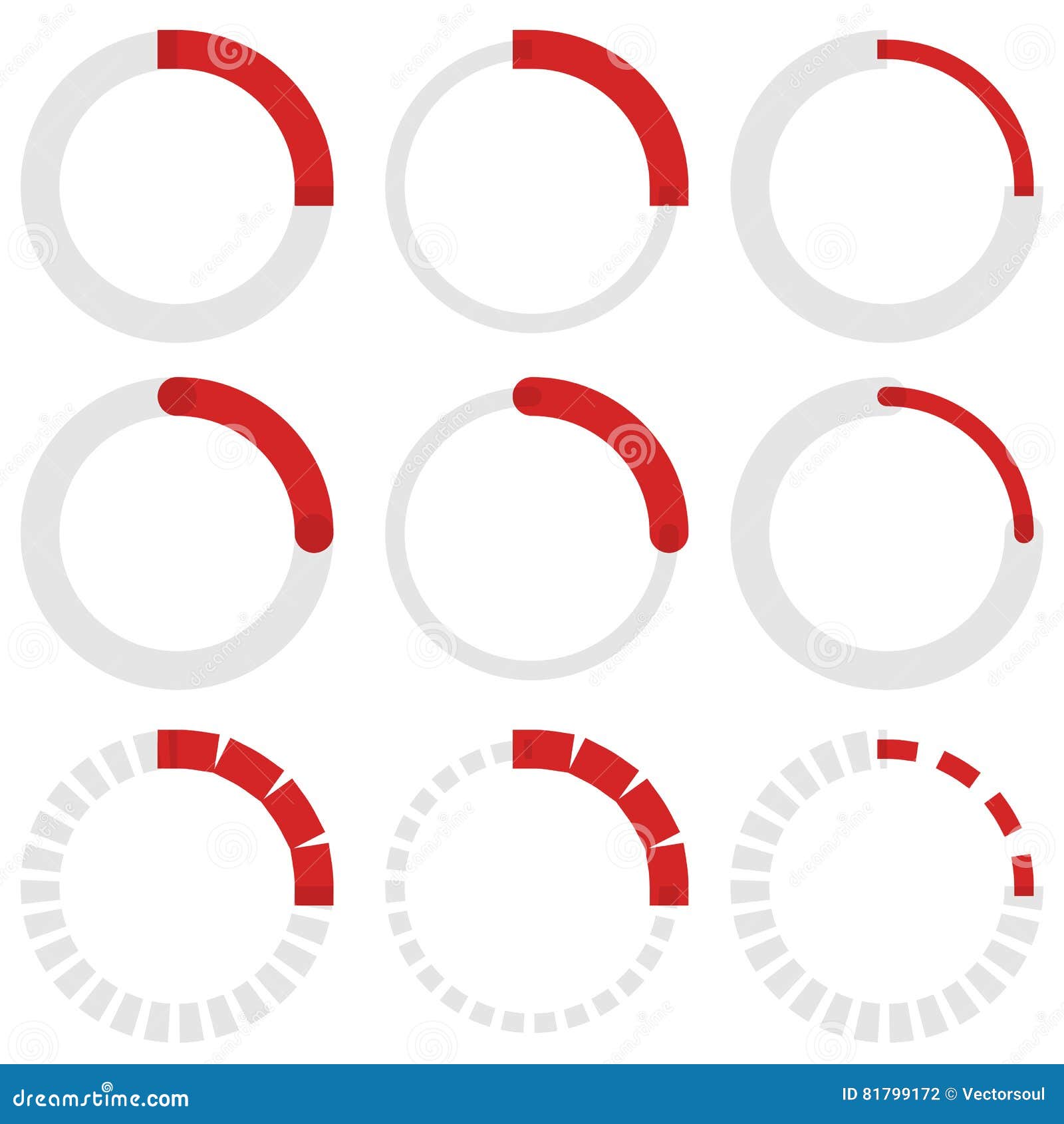 Circular Preloaders, Step, Progress Indicators Set At 4 Stages Vector ...