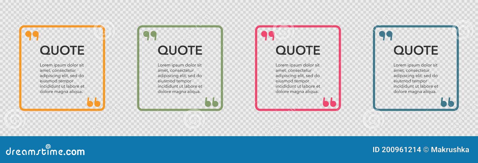 Transparent Quote Frames. Quotation Box with Commas Sign. Isolated ...