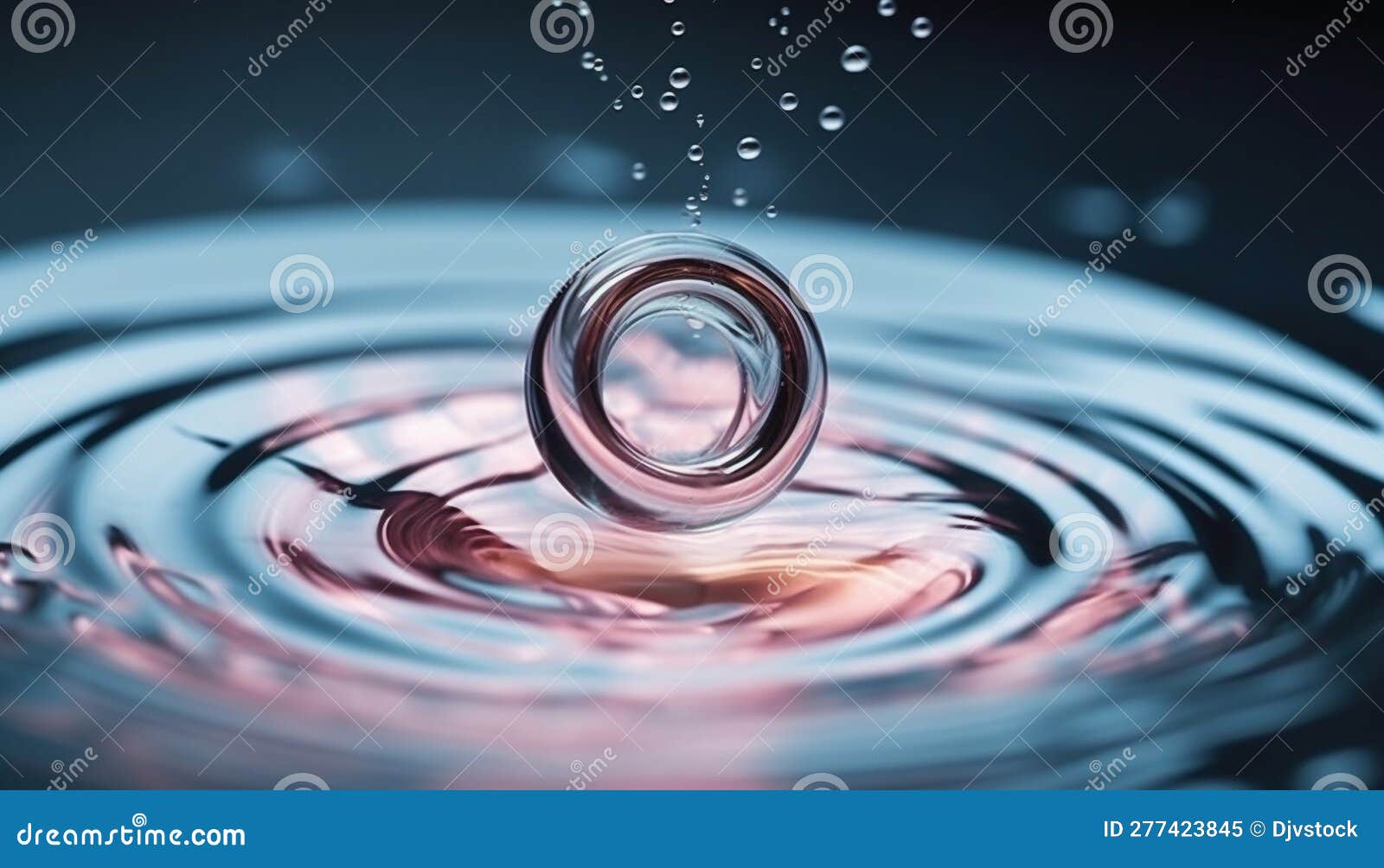 Transparent Raindrop Falling, Creating Concentric Wave Circles ...