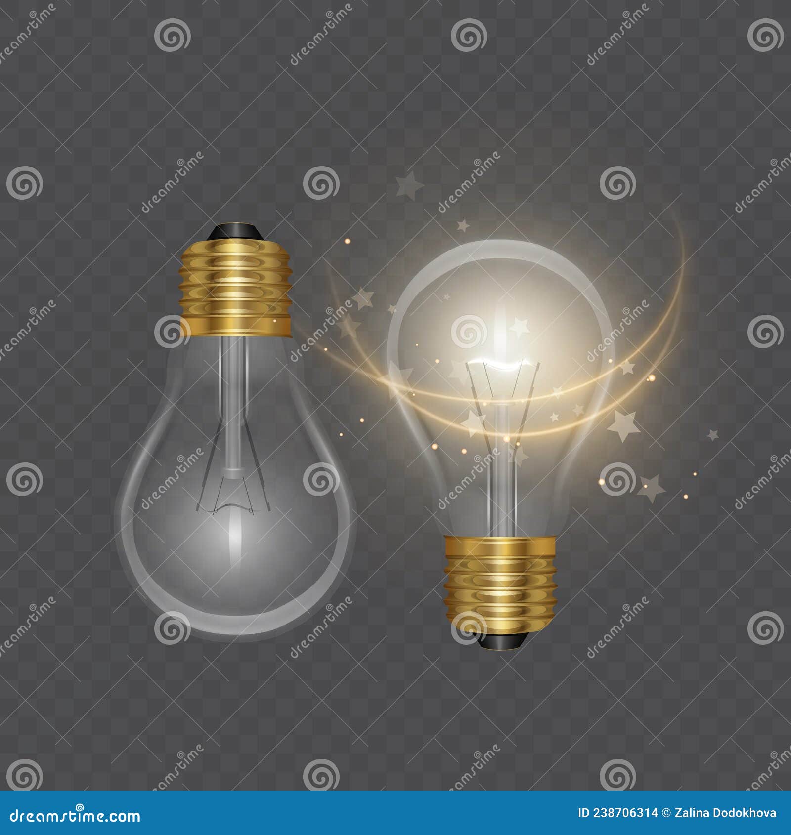 Transparent Realistic Light Bulb Isolated on Transparent Background ...