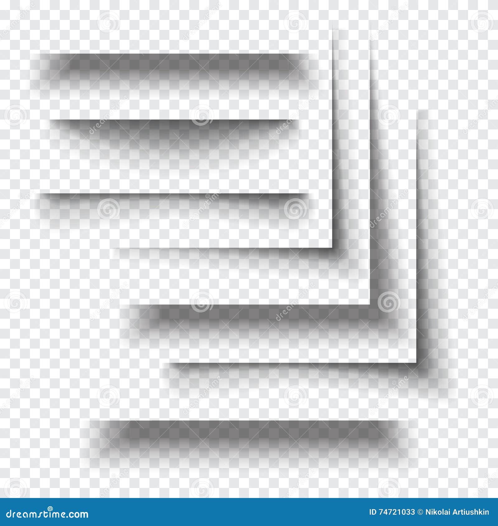 Paper Shadow. Realistic Page Edge Shadow Overlay And 3D Divider Effect ...