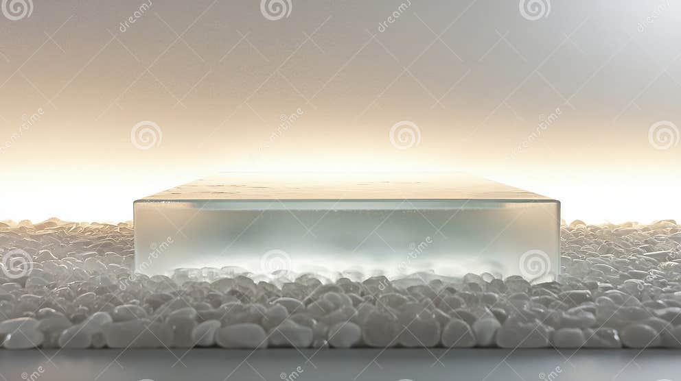 Transparent Rectangular Glass Block Displayed on Smooth White Pebble ...